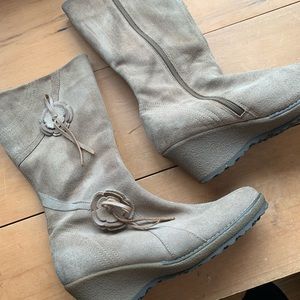 nevada | Shoes | Nevada Leather Neutral Wedge Tall Boots | Poshmark